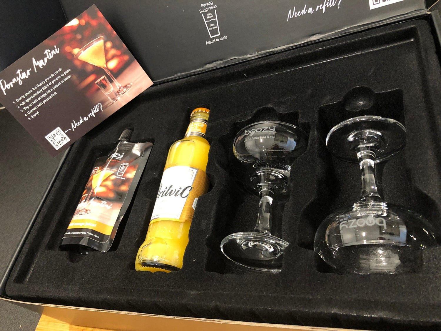 Boozy Pornstar Martini Cocktail Kit With Shaker & Glasses In Gift Box